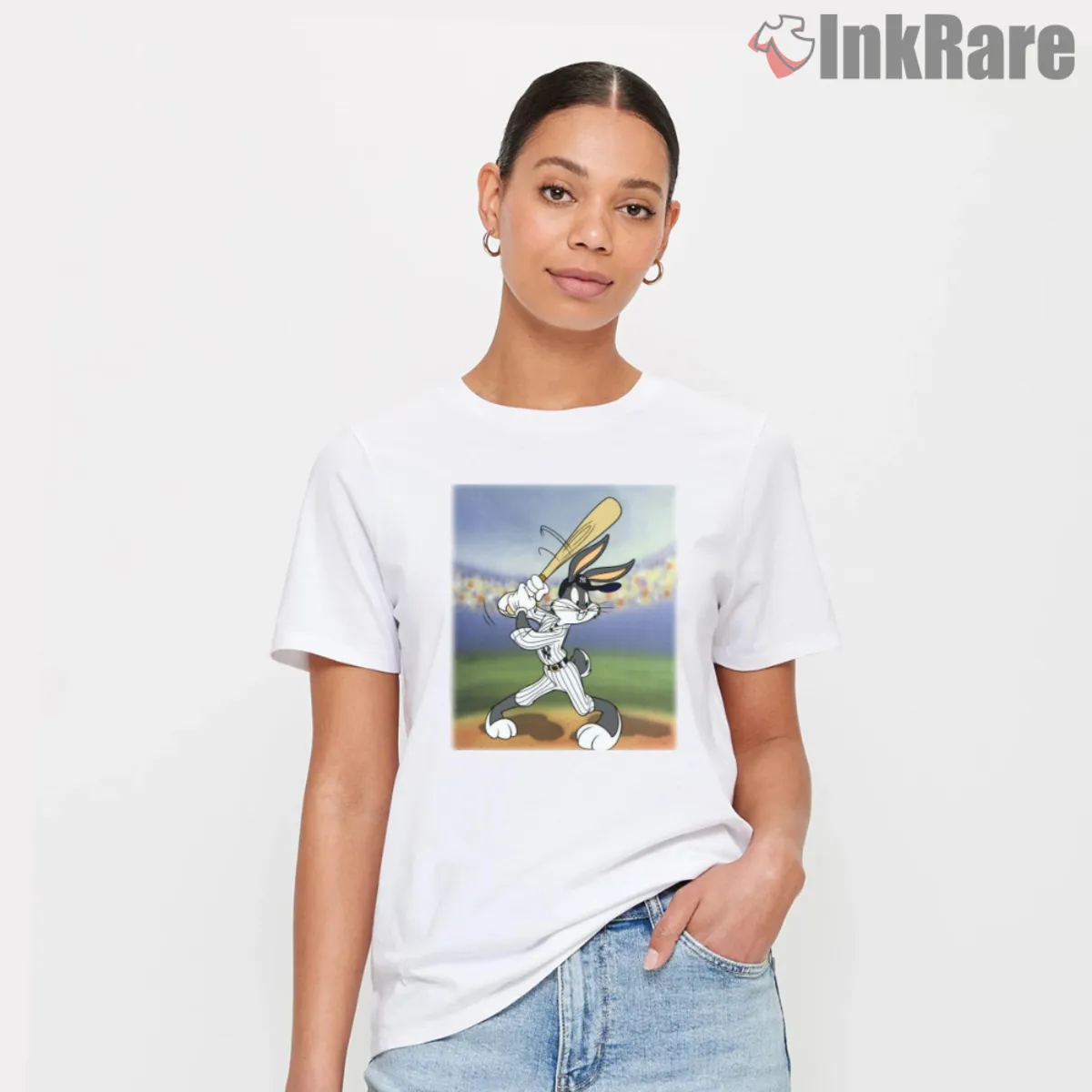 Bugs Bunny Yankees Shirt At Bat Cartoon Pinstripe Classic - Inkrare