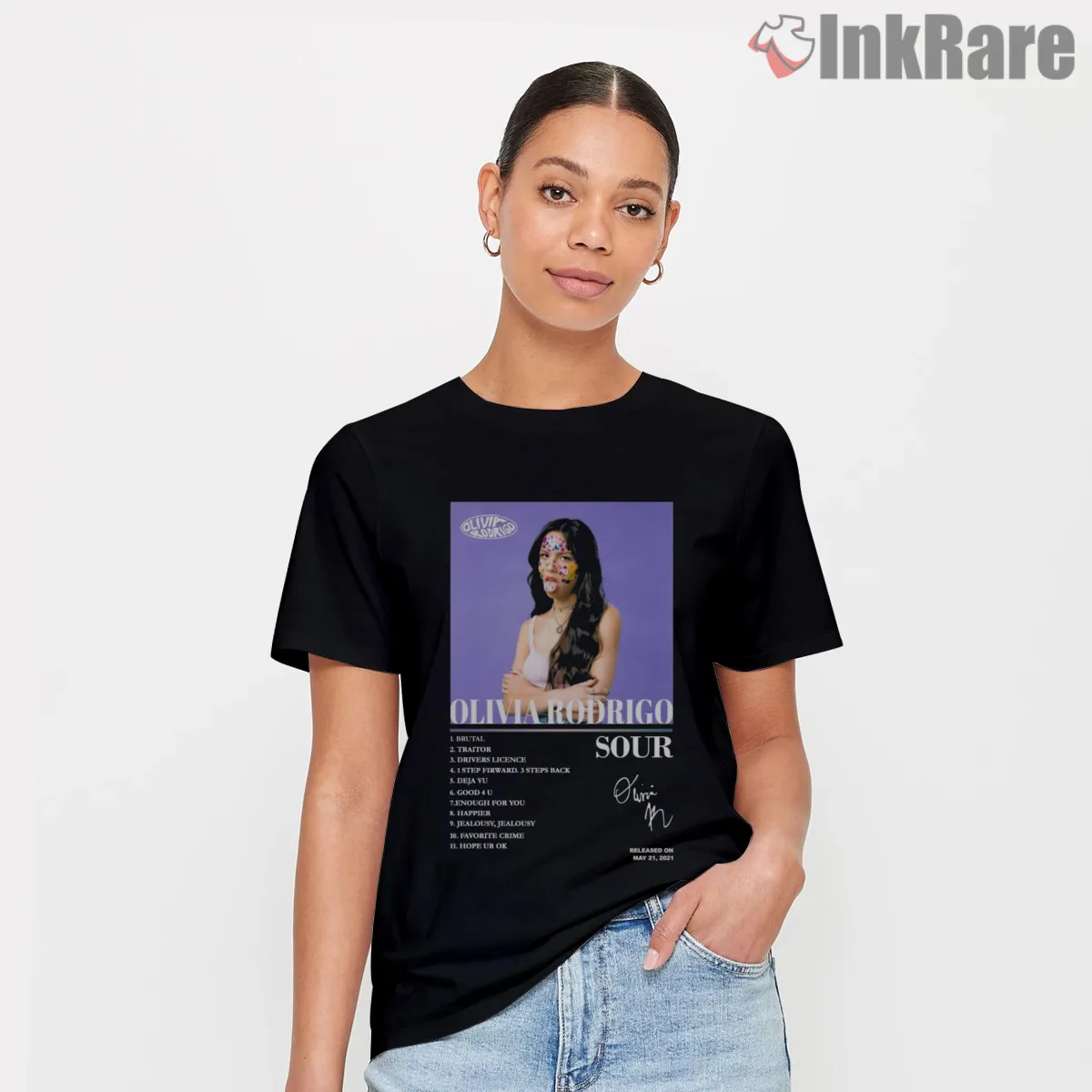 Olivia Rodrigo Sour Album Tracklist Poster Layout Shirt - Inkrare